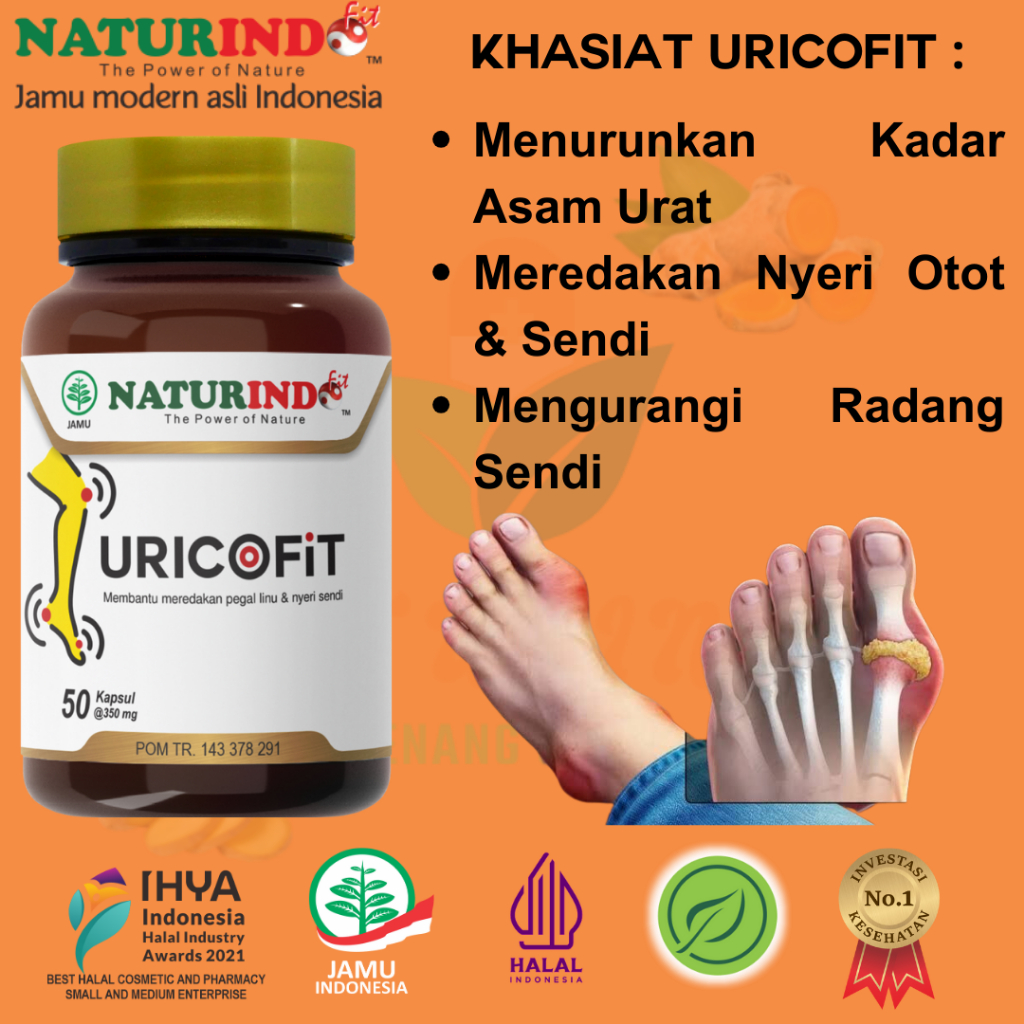 Jual Uricofit Naturindo Jamu Asam Urat Bengkak Nyeri Sendi Linu Radang ...
