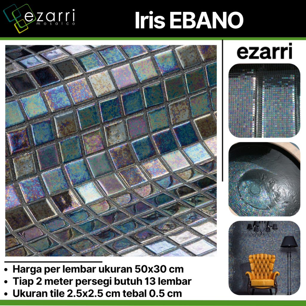 Jual Keramik Mozaik Kolam Renang Mosaic Mosaik Kaca Ezarri Tipe Iris ...