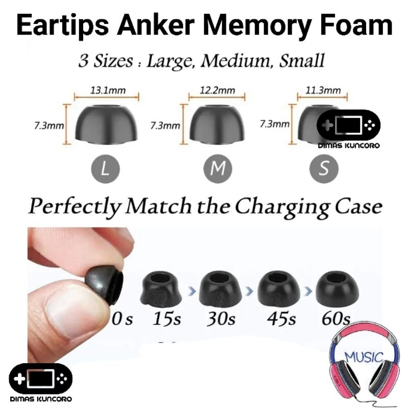 Jual Eartips Anker Memory Foam busa soundcore liberty 3 2 pro air 2 x ...