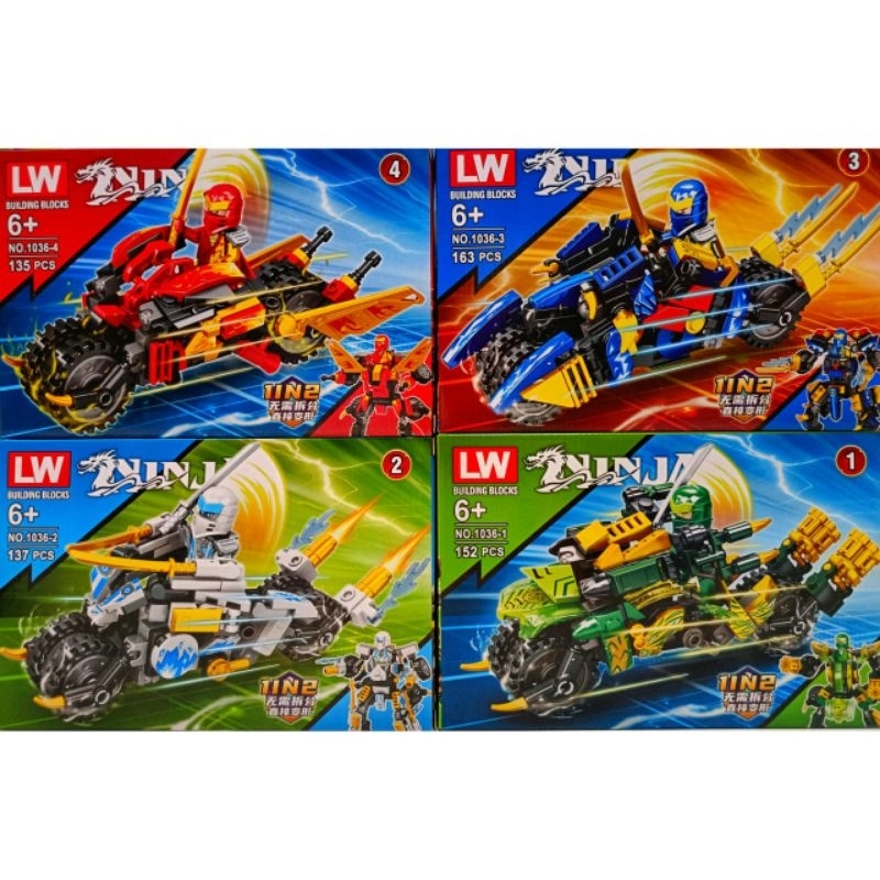 Jual mainan balok ninja motor robot 2 in 1 kay jay cole lloyd lengkap ...