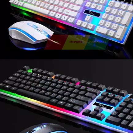 Jual Anggits Keyboard + Mouse Gaming Putih RGB Lampu Gamer Laptop PC ...