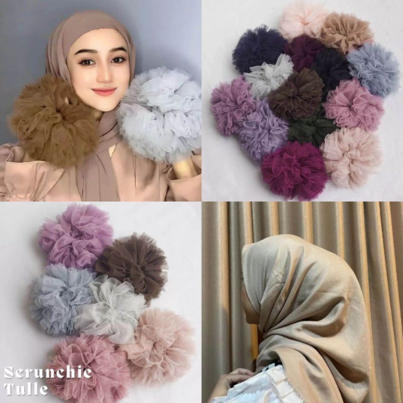Jual IKAT RAMBUT CEMOL / CEPOL ANTI PUSING SCRUNCHIE BAHAN TILE UKURAN ...
