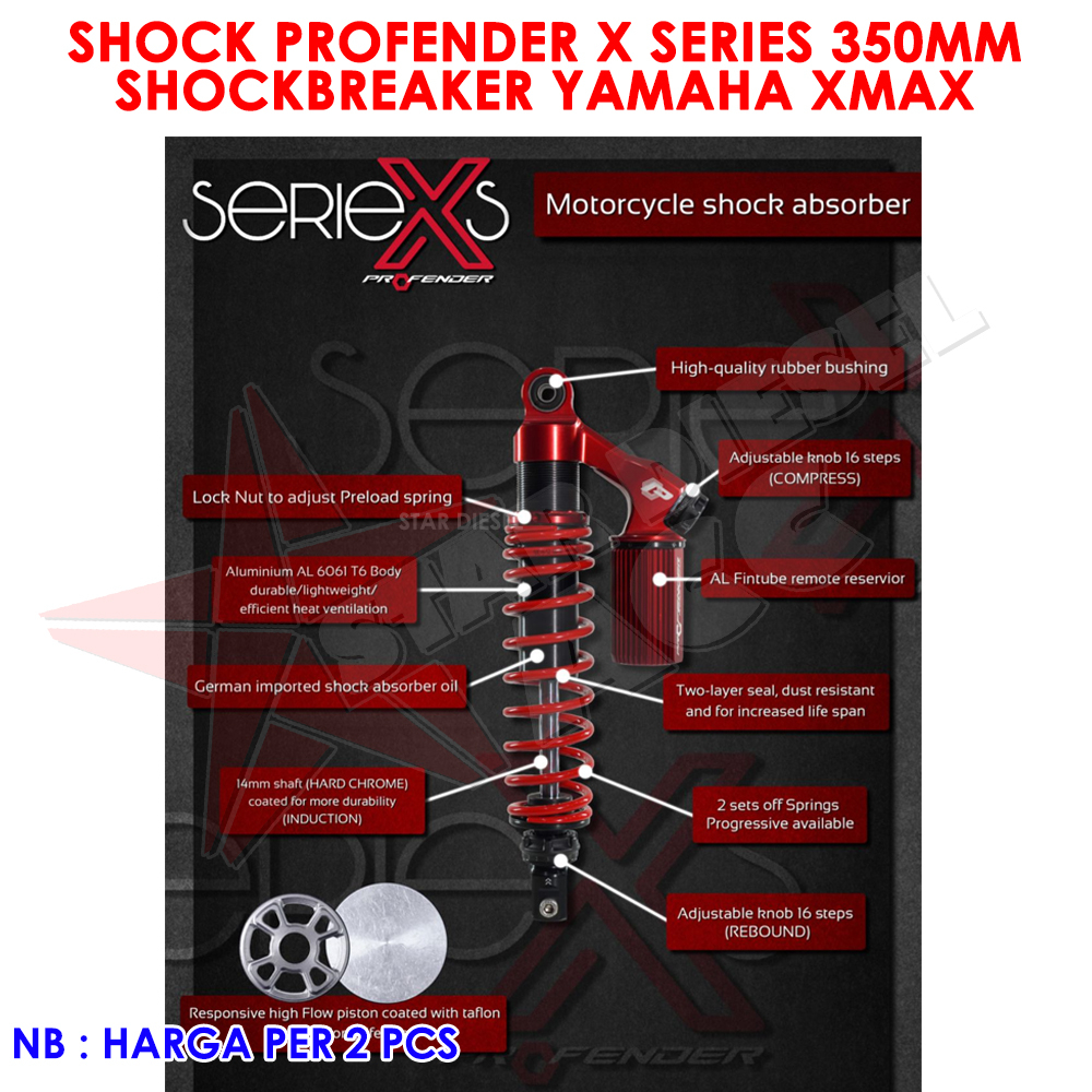 Jual SHOCKBREAKER YAMAHA XMAX SHOCK PROFENDER X SERIES 350MM | Shopee ...