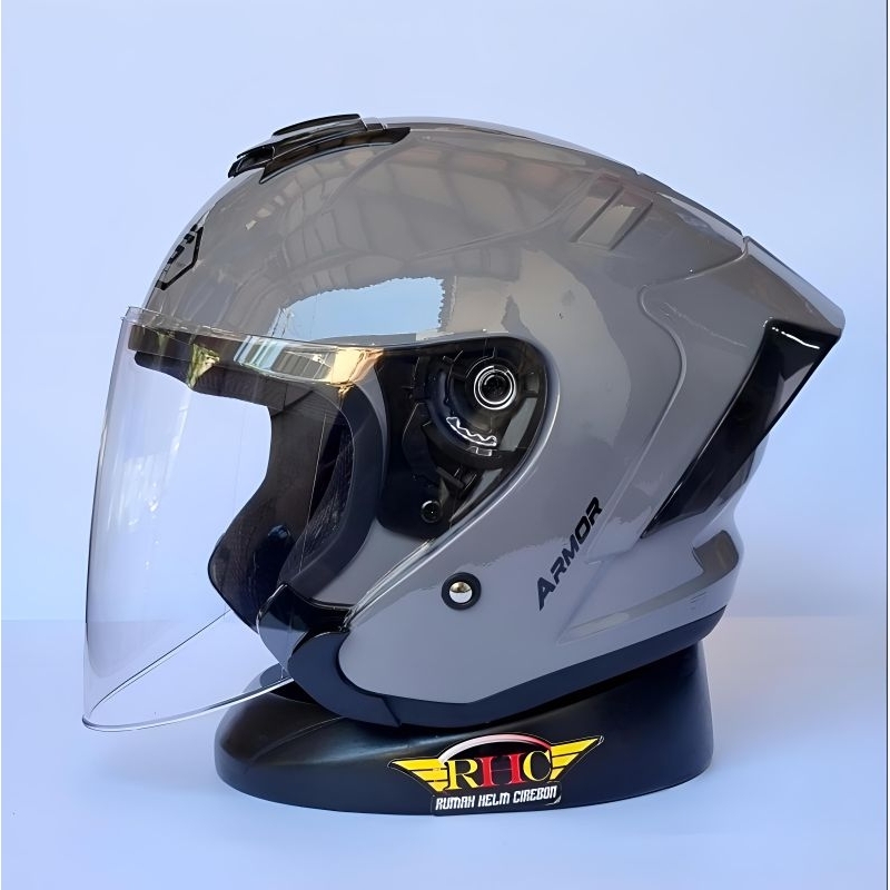 Jual helm JS armor half face solid sni warna dark grey gloss | Shopee ...