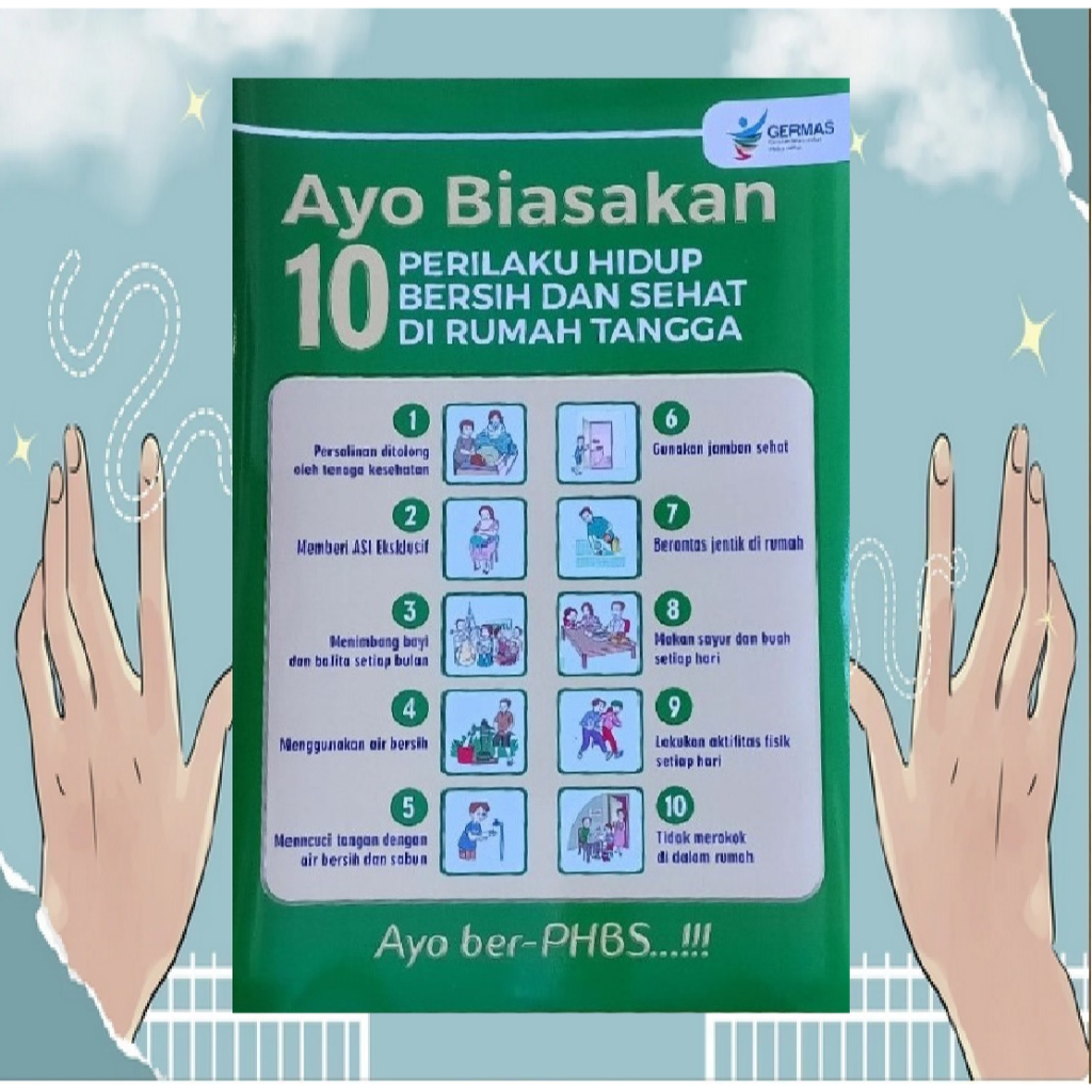 Jual Poster PHBS | Poster Ayo Biasakan 10 PHBS | Poster PHBS di Rumah ...