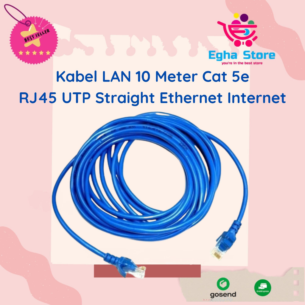 Jual Kabel LAN 10 Meter Cat 5e RJ45 UTP Langsung Siap Pakai Cable ...
