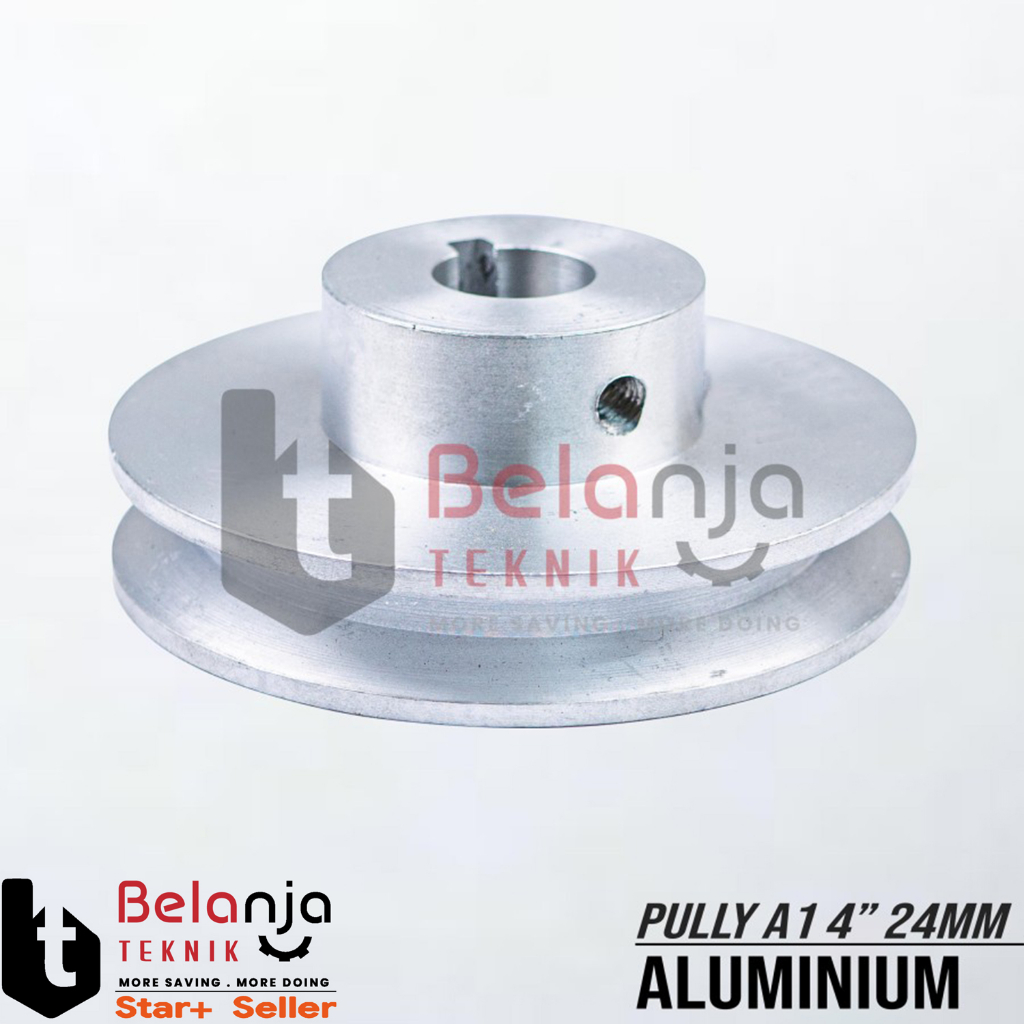 Jual Pully Alumunium A 1 Jalur 4" As 24 mm Pulley Puli A1 4 Inch As ...