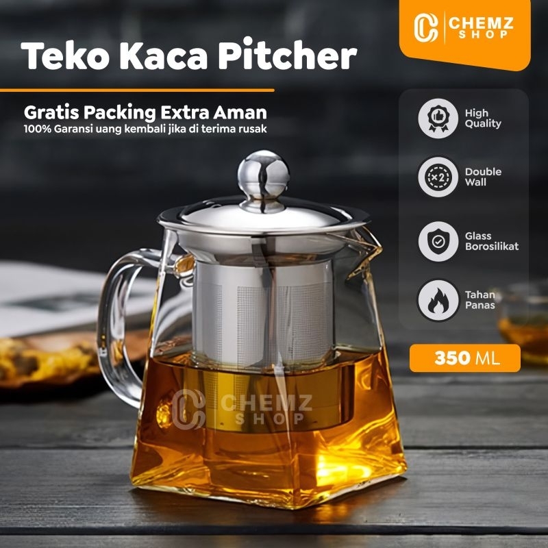 Jual Teko Kaca Saringan Teh Tahan Panas Dan Api Teko Kaca Teh Pitcher ...