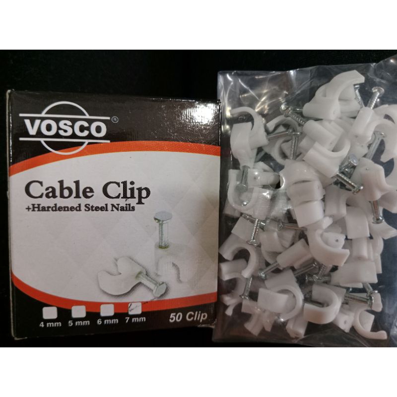 Jual Klip Kabel Plastik + Paku Beton Tahan Karat 7mm 50 Klip Klem Kabel ...