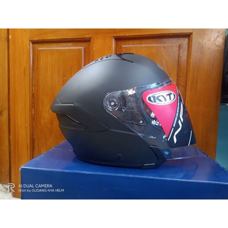 Jual KYT NFJ SOLID BLACK MATT DOFF DOUBLE VISOR | Shopee Indonesia