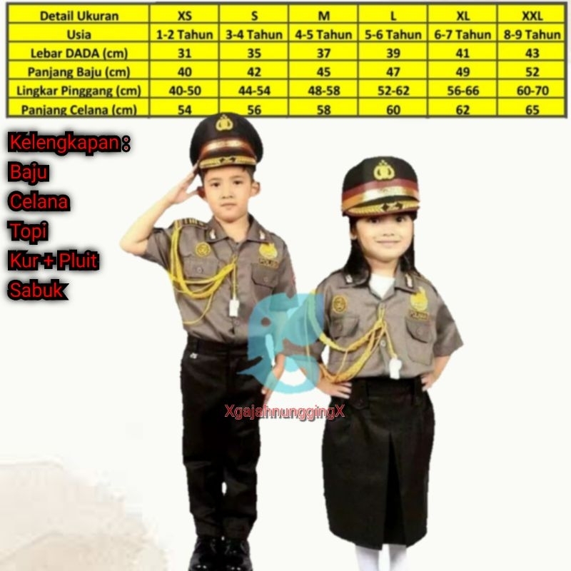 Jual Baju Seragam Polisi Anak Cilik Sabara Kostum Pocil Polisi Anak ...