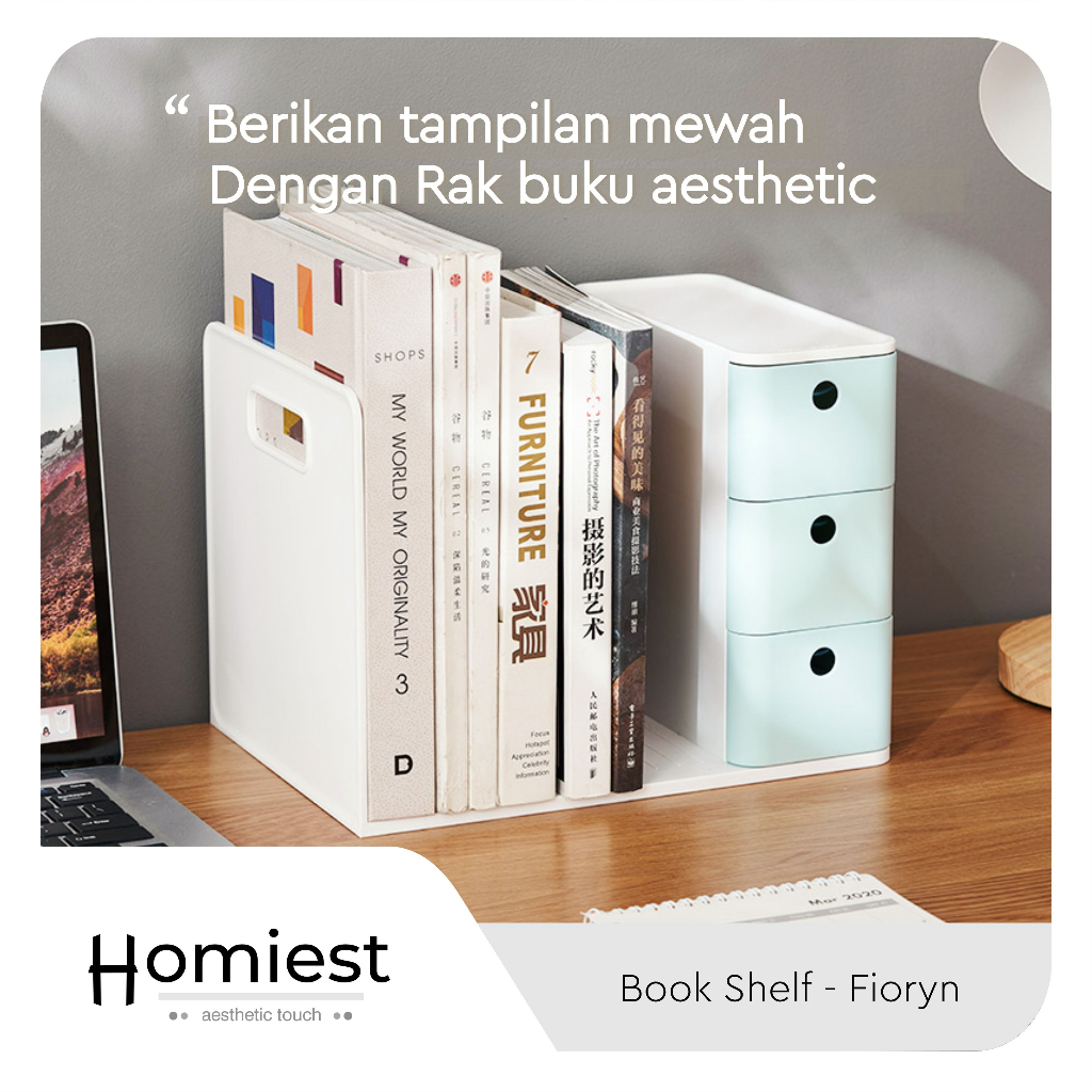 Jual Homiest - Fioryn Book Shelf / Rak Buku dilengkapi dengan lemari ...