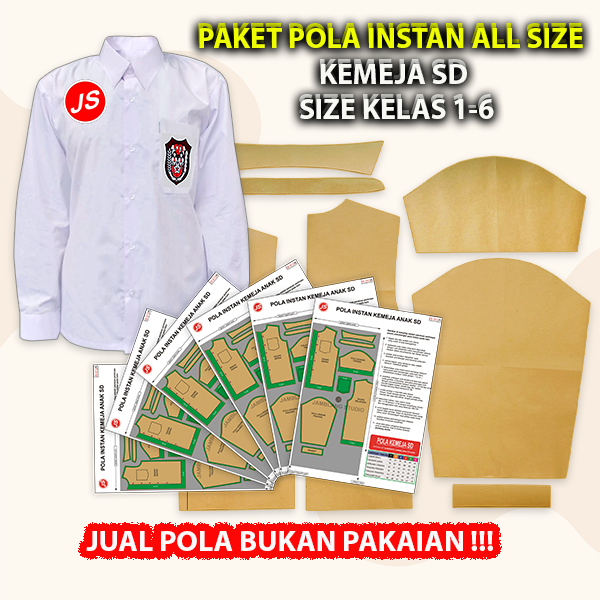 Jual Paket Pola Instan All Size Kemeja SD | Pola Semua Ukuran Kelas 1-6 | Shopee Indonesia