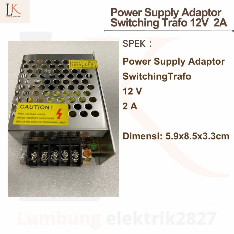 Jual Power Supply Adaptor Switching Trafo 12v 2a / 12 VOLT 2 Ampere PSU ...