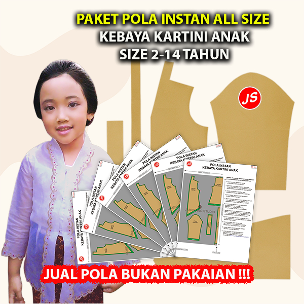 Jual Paket Pola Instan All Size Kebaya Kartini Anak | Pola Semua Ukuran 2-14 Tahun | Shopee ...