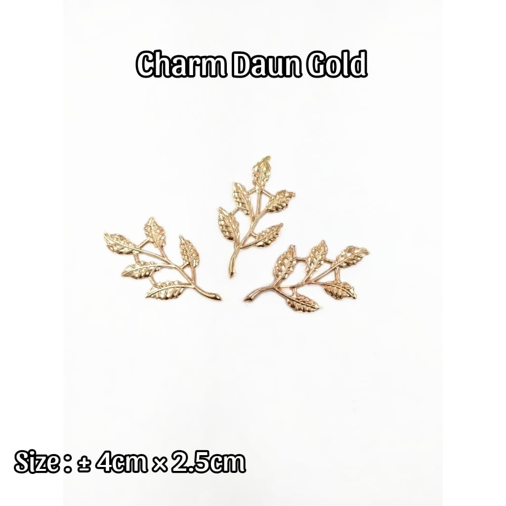 Jual PER 1 BIJI - APLIKASI CHARM DAUN GOLD / CHARM DAUN / CHARM GOLD ...