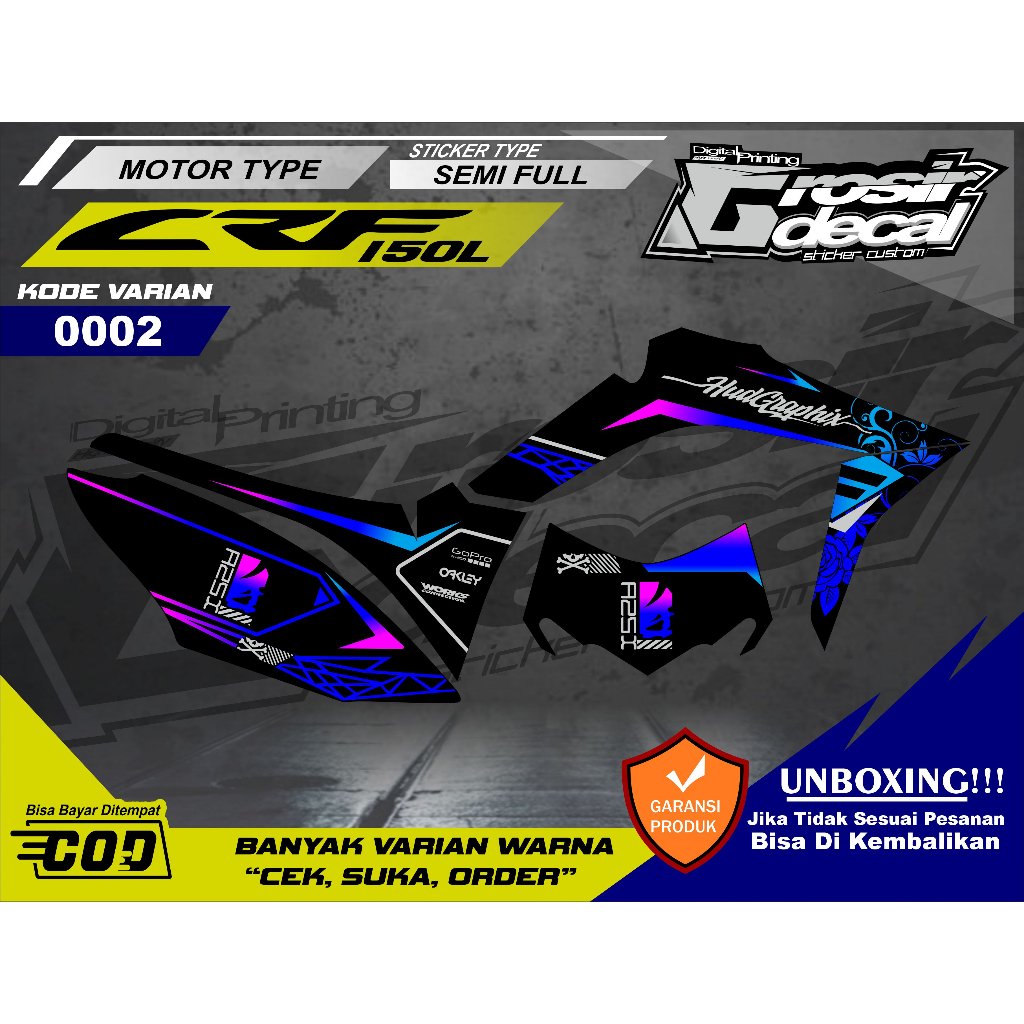Jual Stiker Sticker Striping Honda CRF 150 L Semi Full Supermoto Decal ...