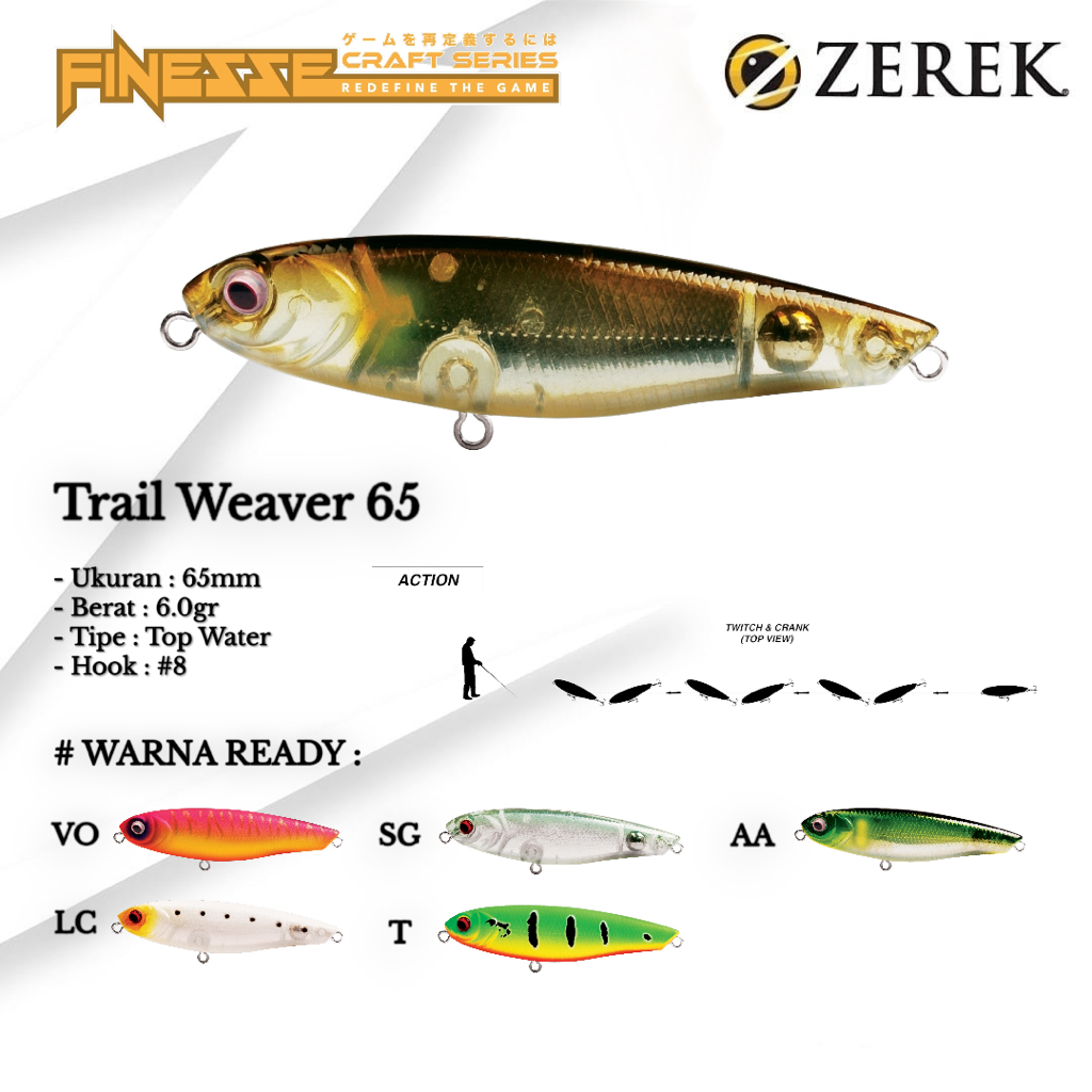 Jual LURE ZEREK TRAIL WEAVER 65MM/6G TIPE TOP WATER | BEST MINNOW ...
