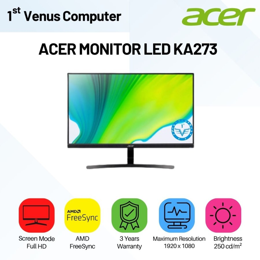 Jual MONITOR ACER LED KA273 IPS 75HZ 1MS AMD FREESYNC GAMING MONITOR ...
