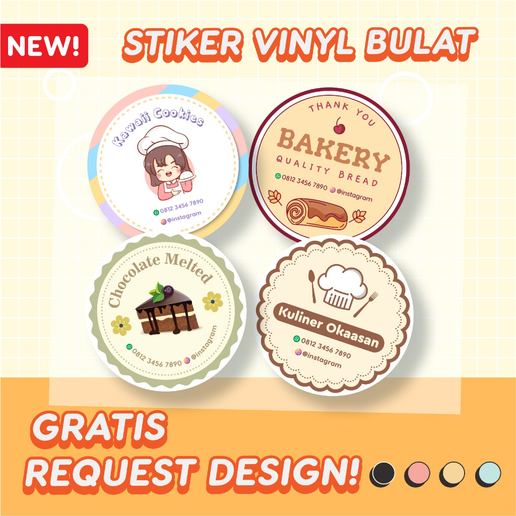 Jual Cetak Stiker Label Bulat Anti Air Vinyl Sticker Makanan Kemasan ...