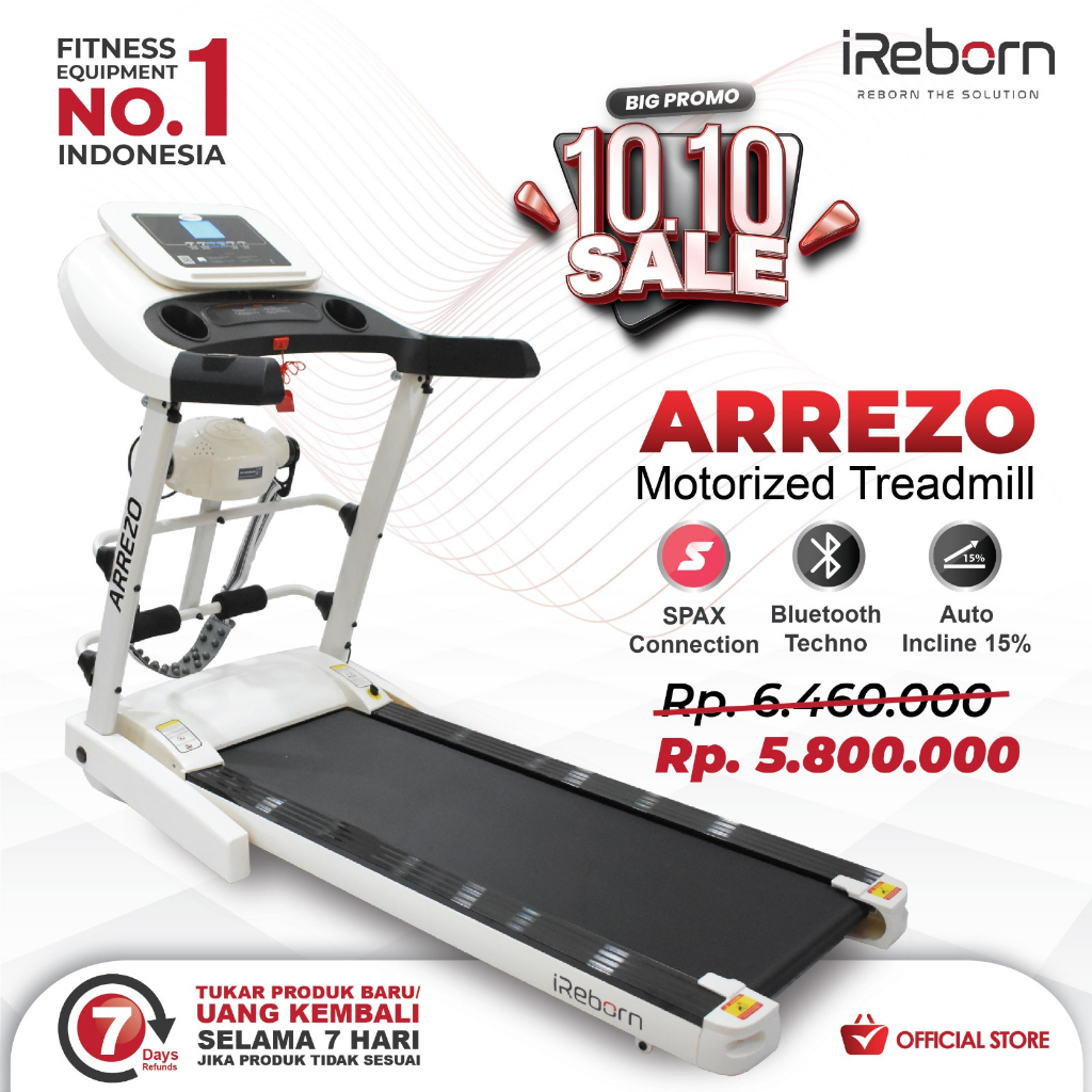 Jual Alat Fitness Treadmill Elektrik iReborn Arrezo Auto Incline ...