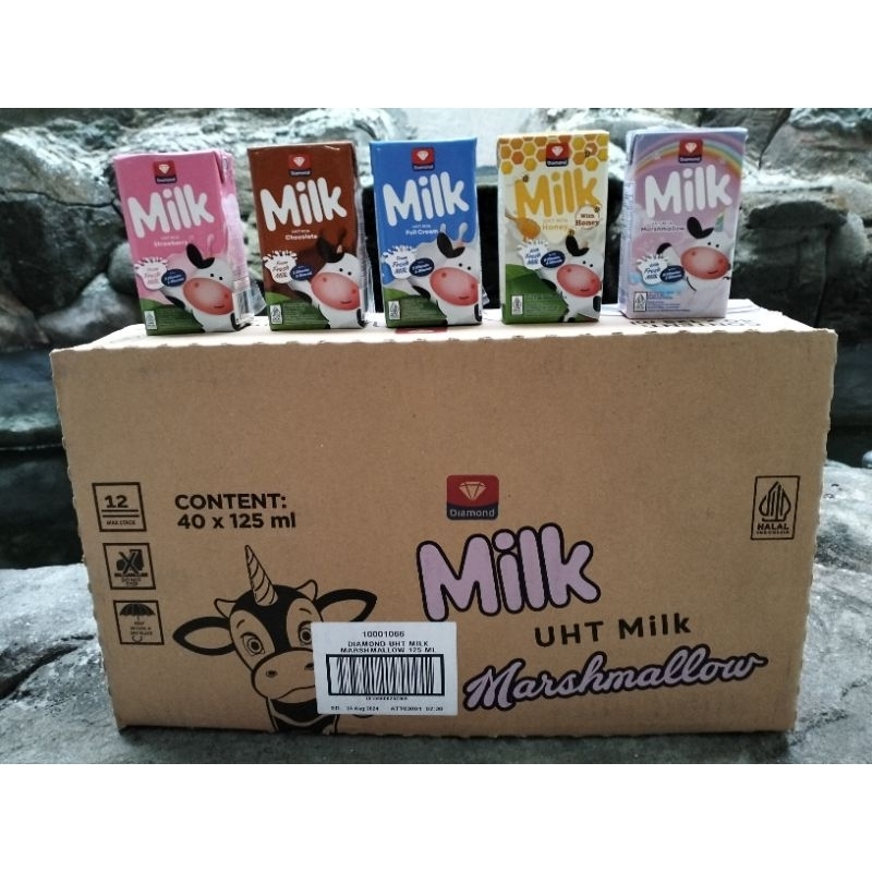 Jual Susu UHT diamond 125ml (karton isi 40) Ed juni.2025 | Shopee Indonesia