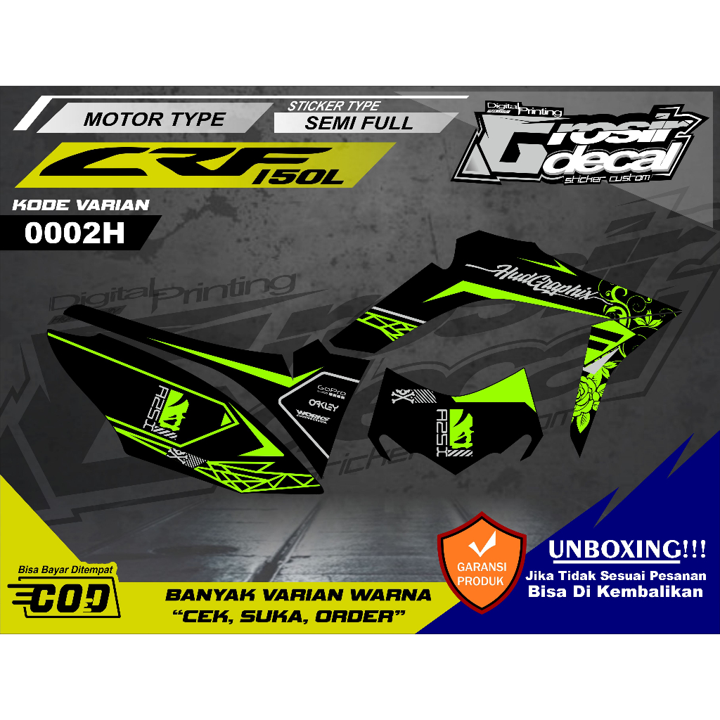 Jual Stiker Sticker Striping Honda CRF 150 L Semi Full Supermoto Decal ...