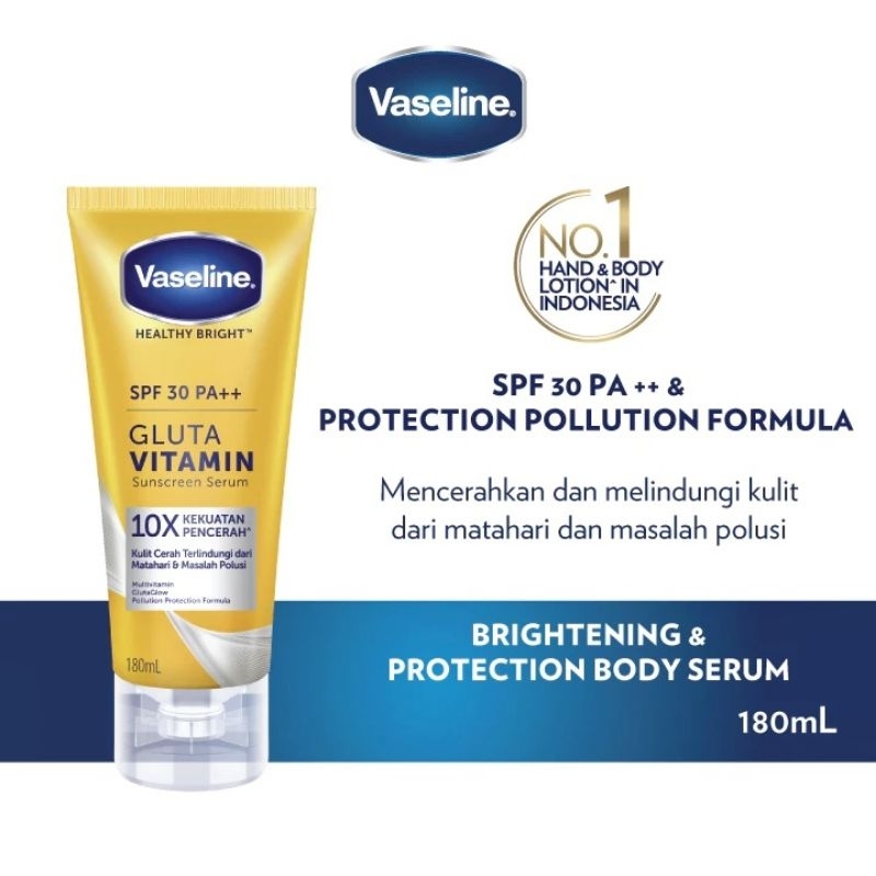 Jual Vaseline GLUTA VITAMIN Sunscreen Serum SPF30PA++ 180ml | Shopee ...