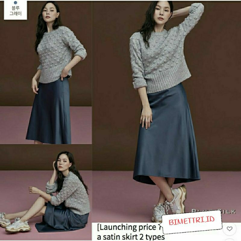 Jual ROK MIDI A-LINE SATIN SILK PREMIUM / ROK MIDI SATIN KOREAN STYLE ...