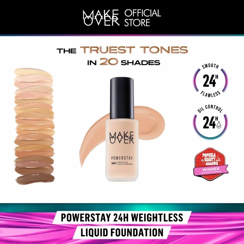 Jual MAKE OVER POWERSTAY 24H WEIGHTLESS LIQUID FOUNDATION 40 ML - MATTE ...