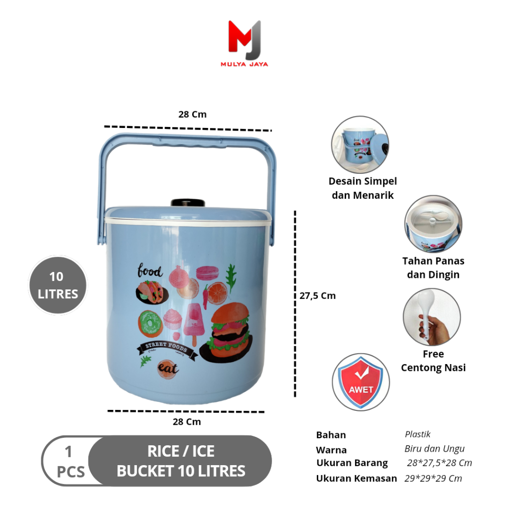 Jual Mulya Jaya Termos Nasi 10 Liter Termos Es Batu Tahan Lama / Rice ...