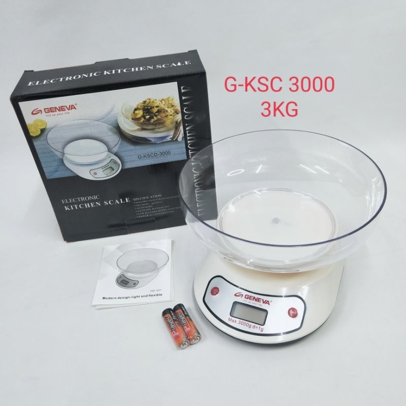 Jual Timbangan Digital GENEVA G-KSC 3000 /Timbangan Dapur / Timbangan Multi Fungsi (3KG ...