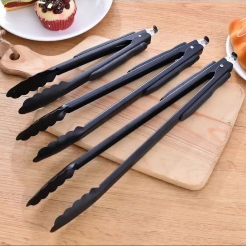 Jual Food Tong Capitan Panjang Hitam 14" Jepitan Makanan Kue Roti ...