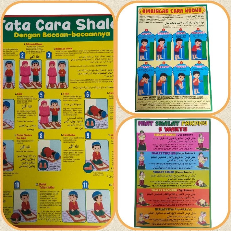 Jual Paket 3 Lembar Poster Edukasi Belajar Sholat Anak Laki laki l ...