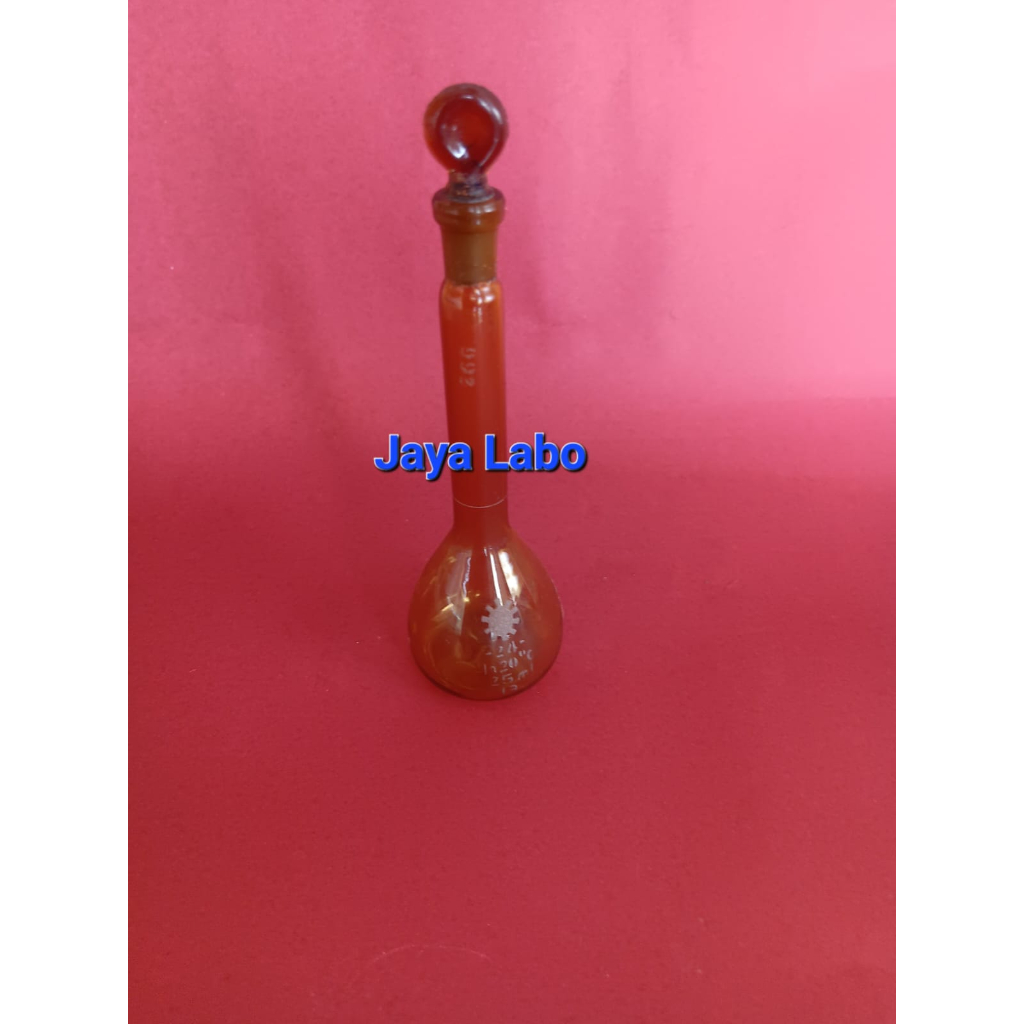 Jual LABU UKUR 25 ml Laboratorium/ Volumetric Flask Amber (Coklat ...