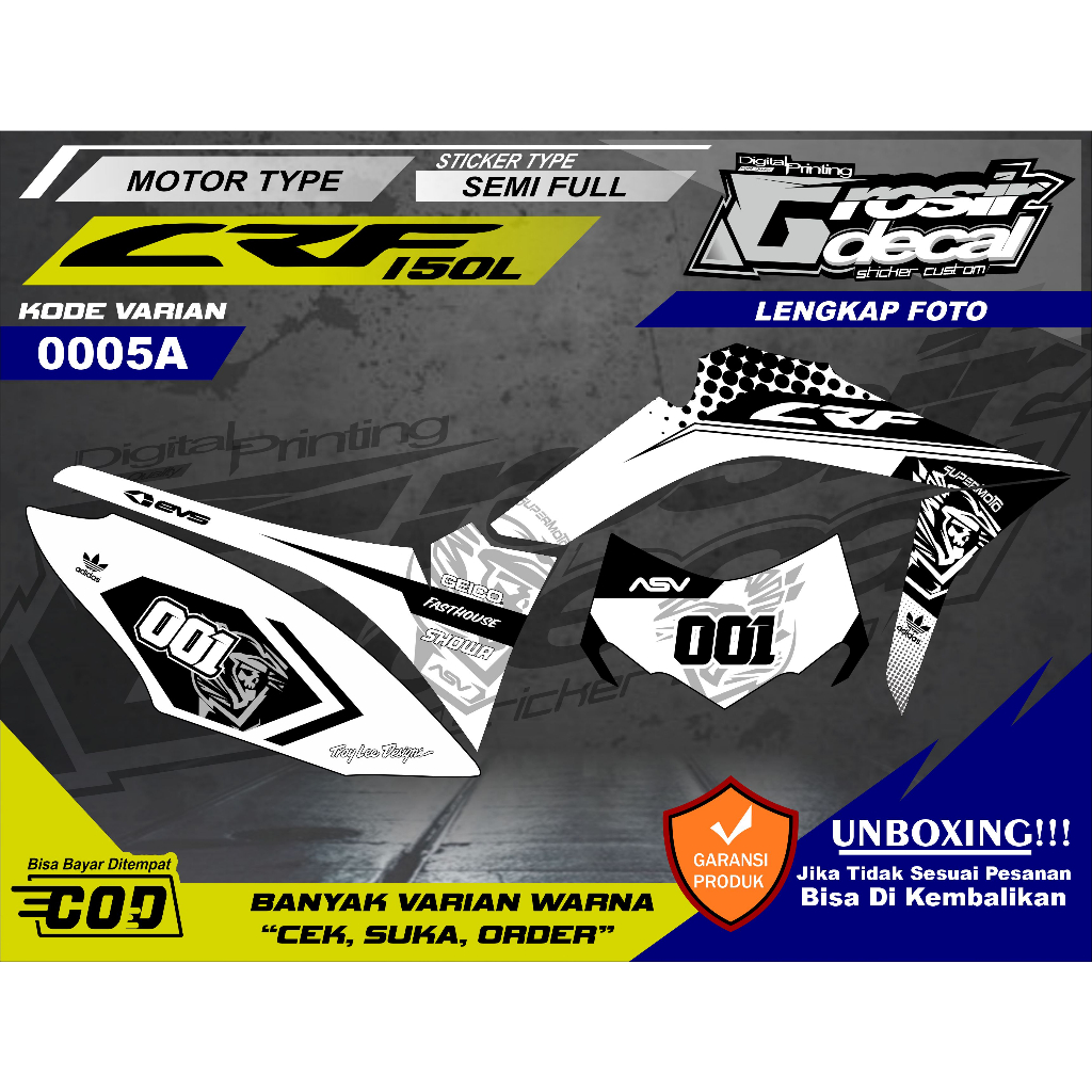 Jual Stiker Striping CRF 150 L Putih Supermoto Keren Striping Sticker ...