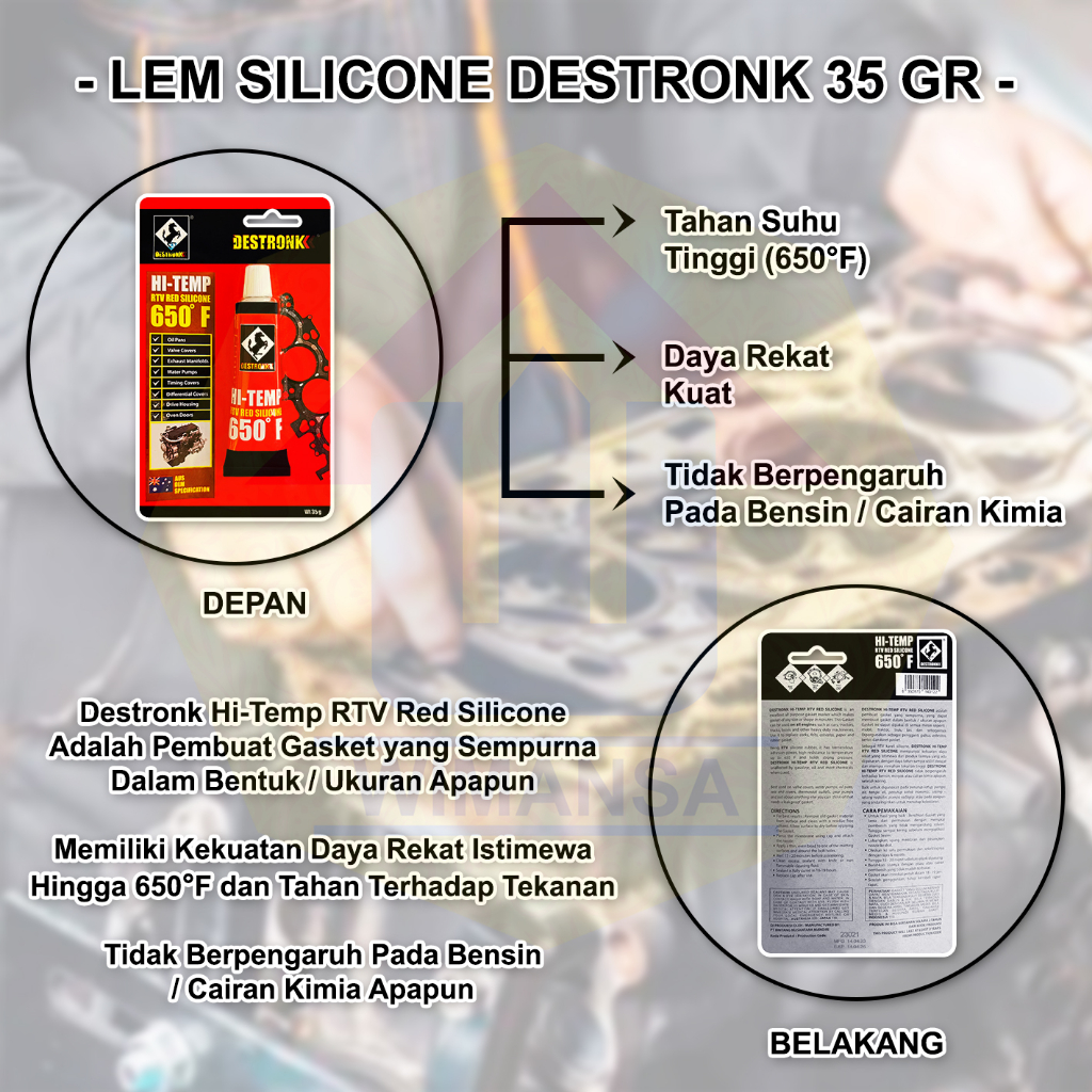Jual WMS-LEM SILICONE DESTRONK 35 GR - HI TEMP RTV RED SILICONE ...