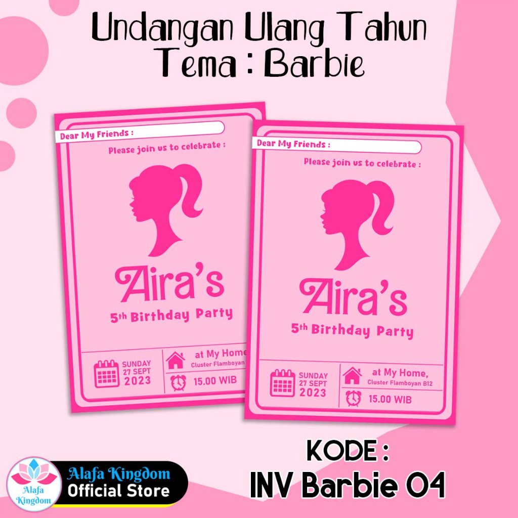Jual alafakingdom - Undangan Ulang Tahun Ultah Anak Custom Barbie ...