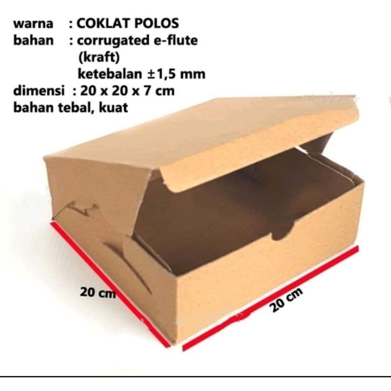 Jual [1 Lembar] DUS /BOX NASI UK 20*20 CM DUS R10K COKLAT E FFLUTE ...