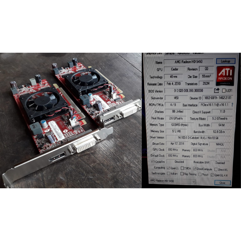 Jual VGA radeon HD 5450 512MB setara 7400 7450 Valorant PUBG GTA V VGA ...