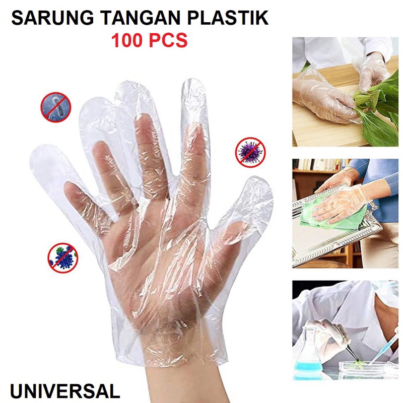 Jual Sarung Tangan Plastik isi 100 pcs per 1 pack pak Food Grade APD Cuci Sekali Pakai ...