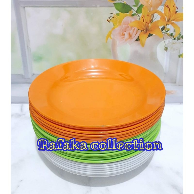 Jual 1 LUSIN PIRING MAKAN 9 INCH SEMI MELAMIN MIKA SSJ TEBAL FOOD GRADE ...