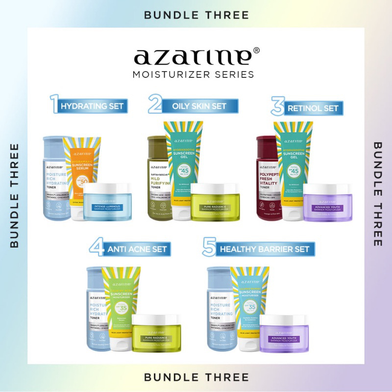 Jual Azarine 3 Pcs Paket Barrier Moisturizer Series with Sunscreen ...