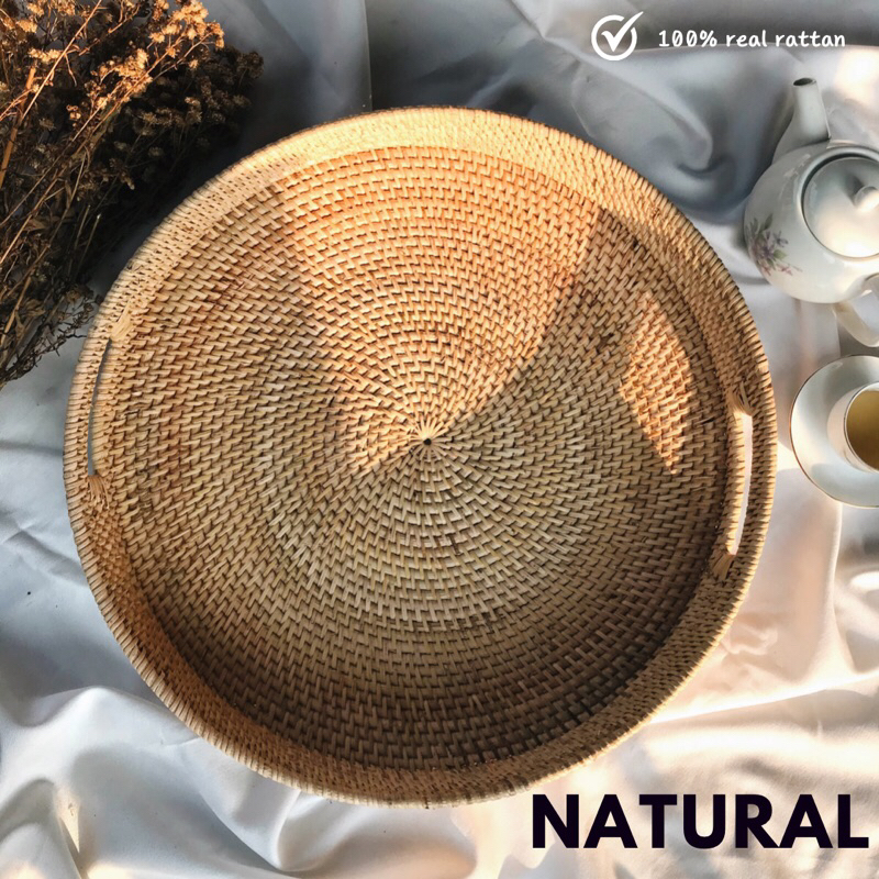 Jual Lombok Authentic | Kalo Tray Nampan Rotan Bulat | Tray Serving ...