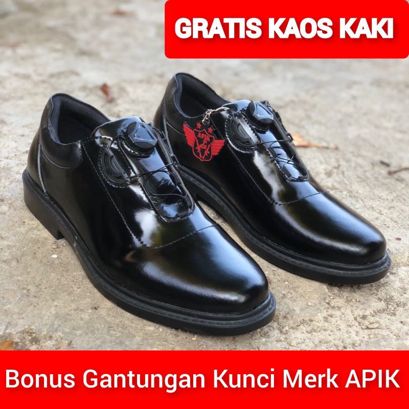 Jual Sepatu Pdh Tali Putar Kilap Glossy Kulit Sapi Asli Merk APIK ...