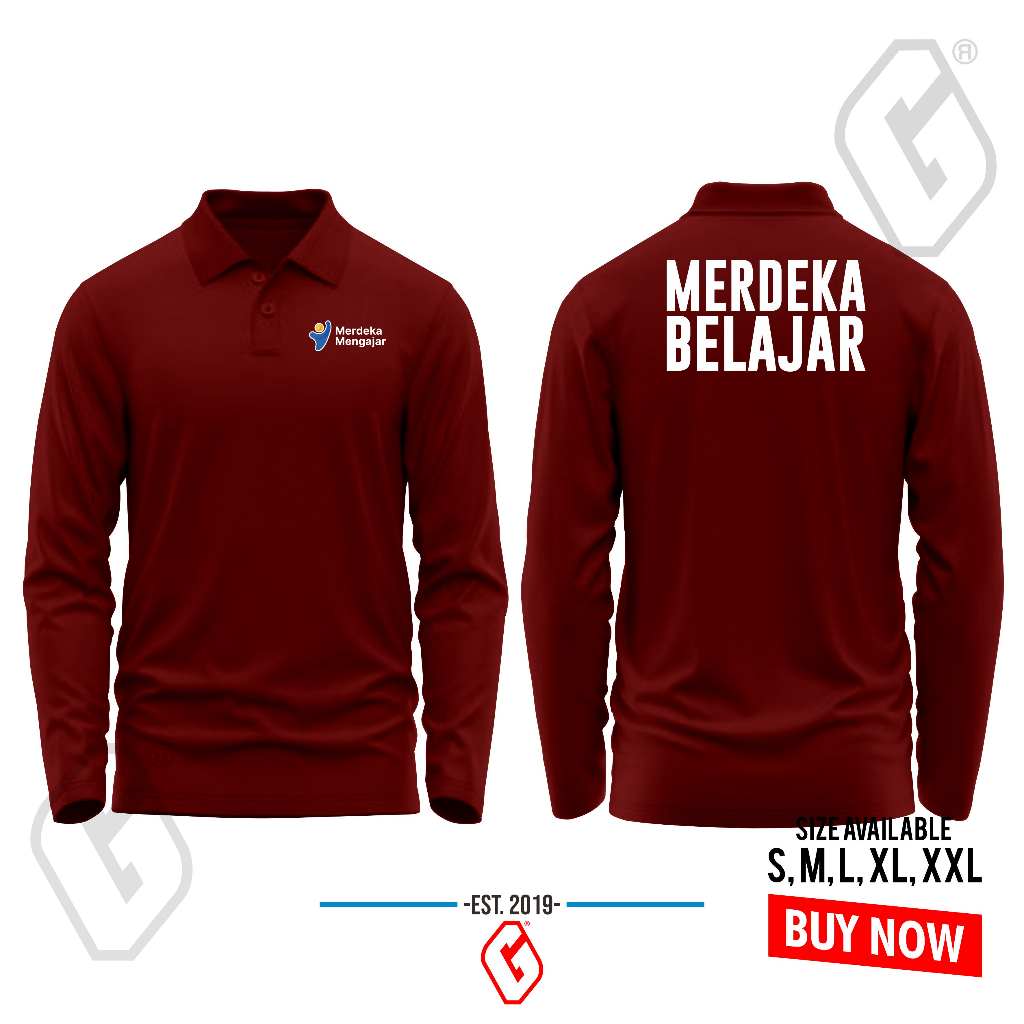 Jual polo shirt merdeka mengajar longsleeve / baju kerah merdeka ...