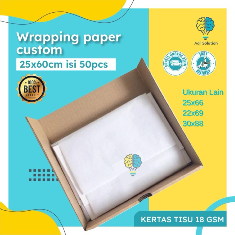 Jual (25x60cm= 50pcs) Kertas Tisu Packing 25x66, 22x69, 30x88 Hampers ...