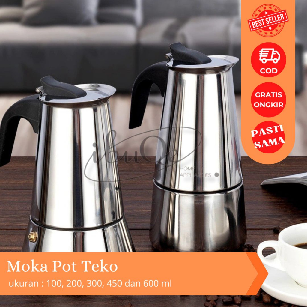 Jual MOKA POT TEKO STOVETOP ALAT MESIN PEMBUAT ESPRESSO COFFEE MAKER ...