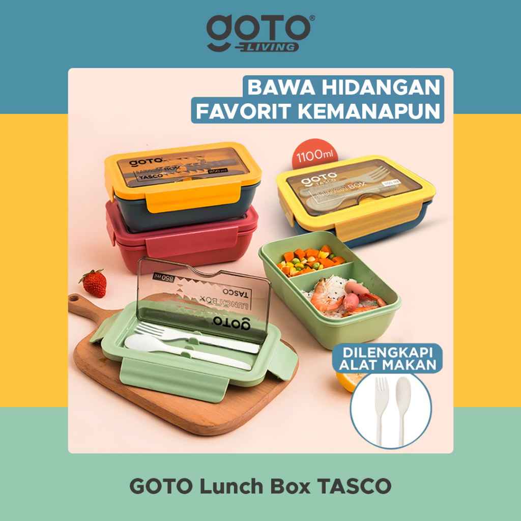 Jual Goto Tasco Kotak Tempat Makan Lunch Box Set Free Sendok Garpu | Shopee Indonesia