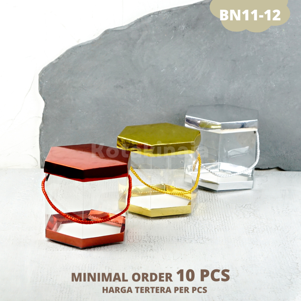 Jual Gift box Hexagon / Box Mika Segi Enam 12 cm / Kotak Hadiah Segi ...
